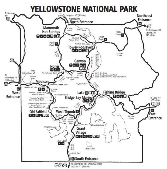 Services Map - Yellowstone National Park