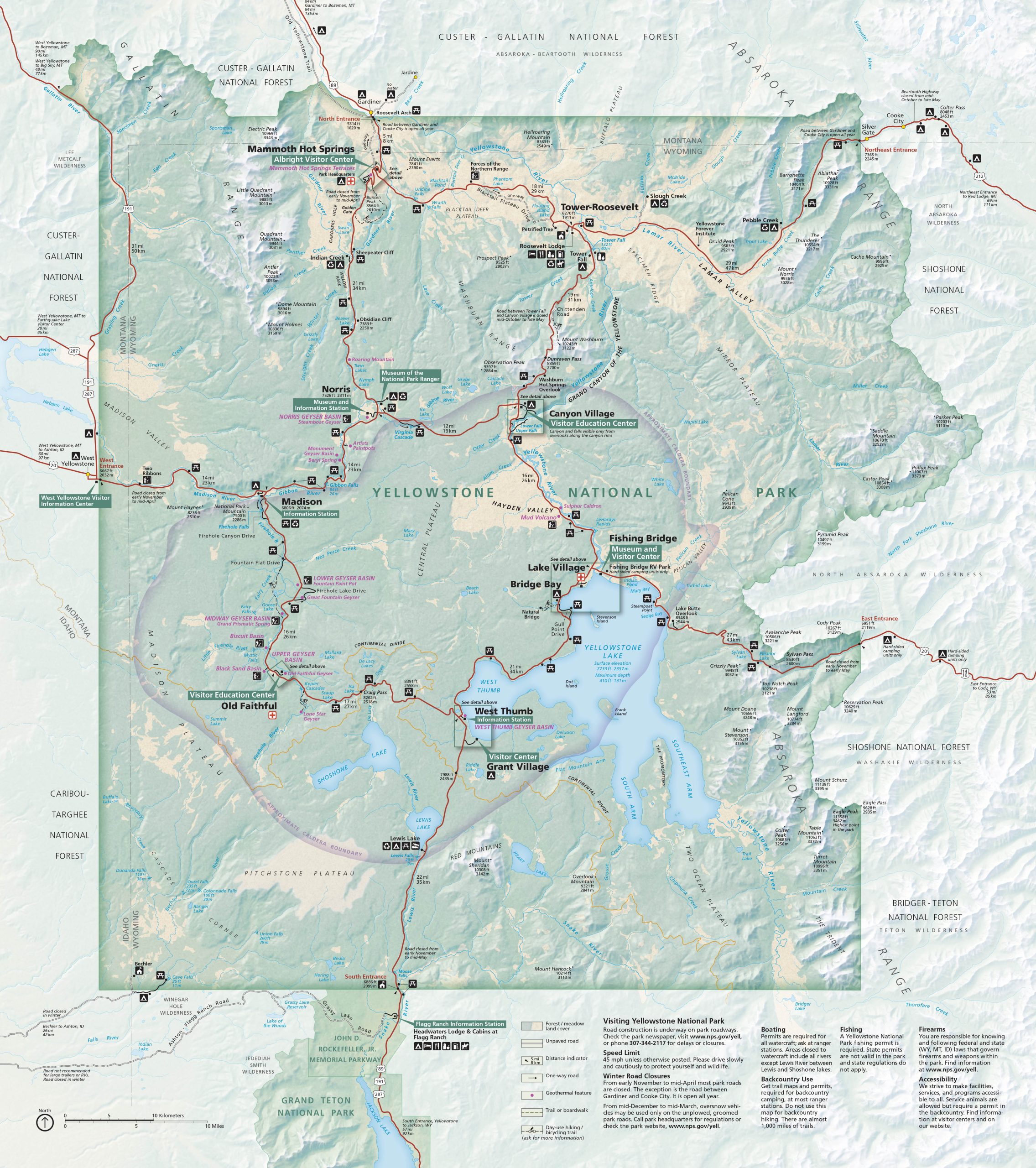 Yellowstone Relief Map - Yellowstone National Park